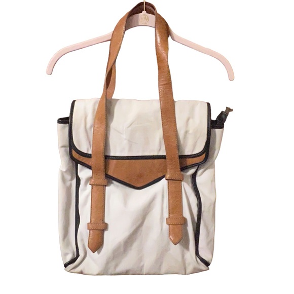 Witchery | Bags | Witchery Linen Shoulder Bag With Leather Trim | Poshmark